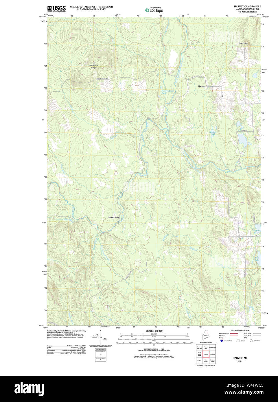 Maine USGS Historical Map Harvey 20110907 TM Restoration Stock Photo ...