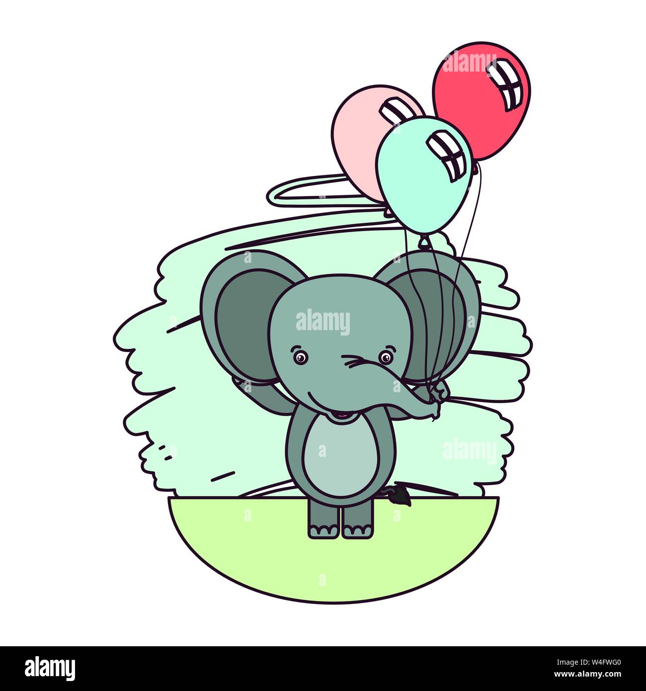 cute elephant with balloons helium Stock Vector Image & Art - Alamy