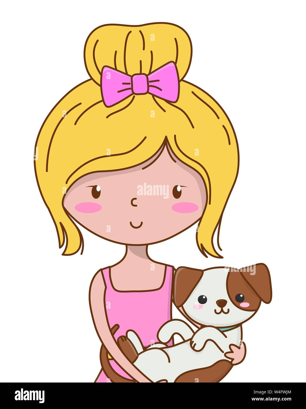 Girl with dog cartoon design, Mascot pet animal nature cute and puppy ...
