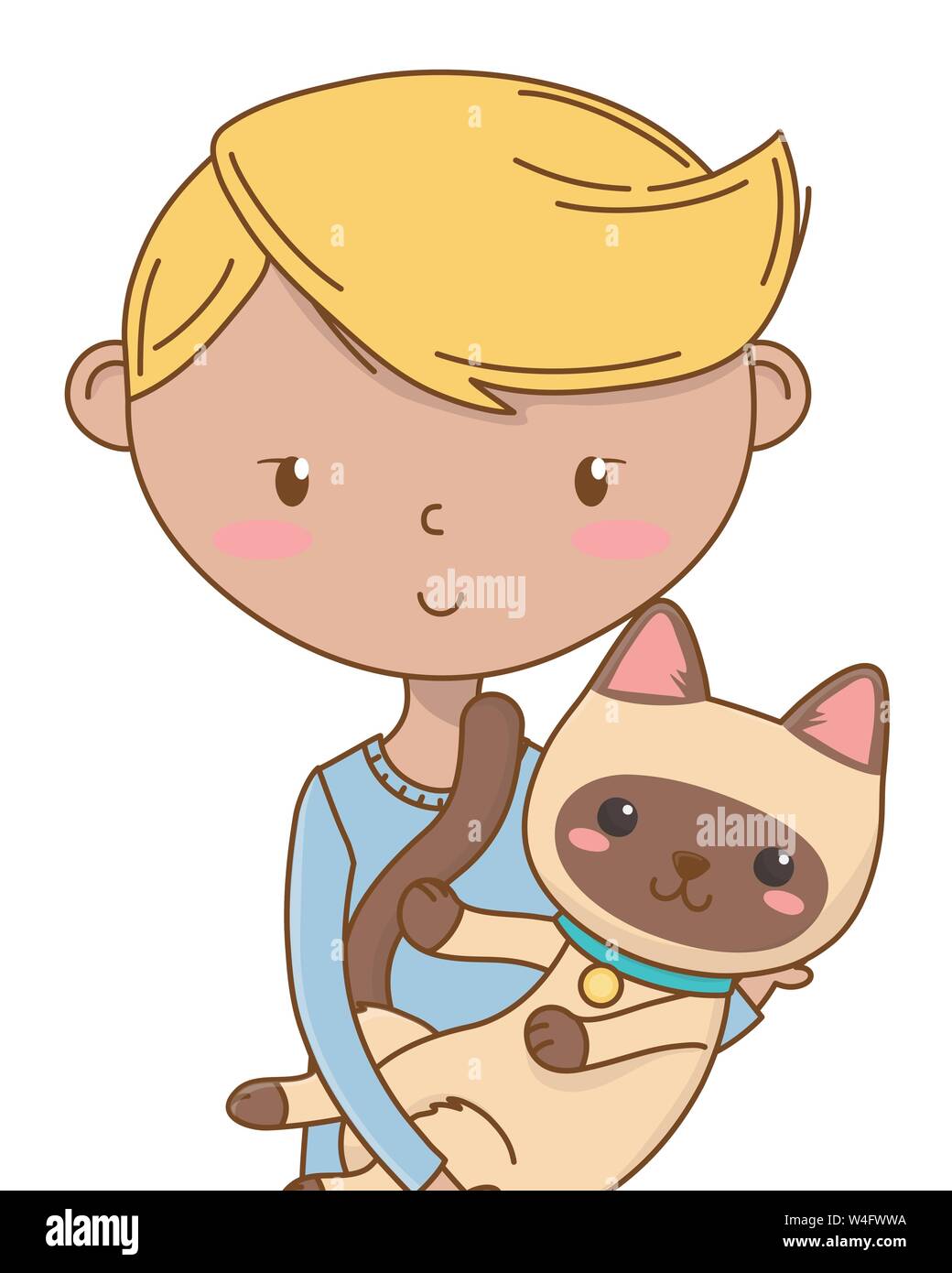 Boy with cat cartoon design, Mascot pet animal domestic cute life ...