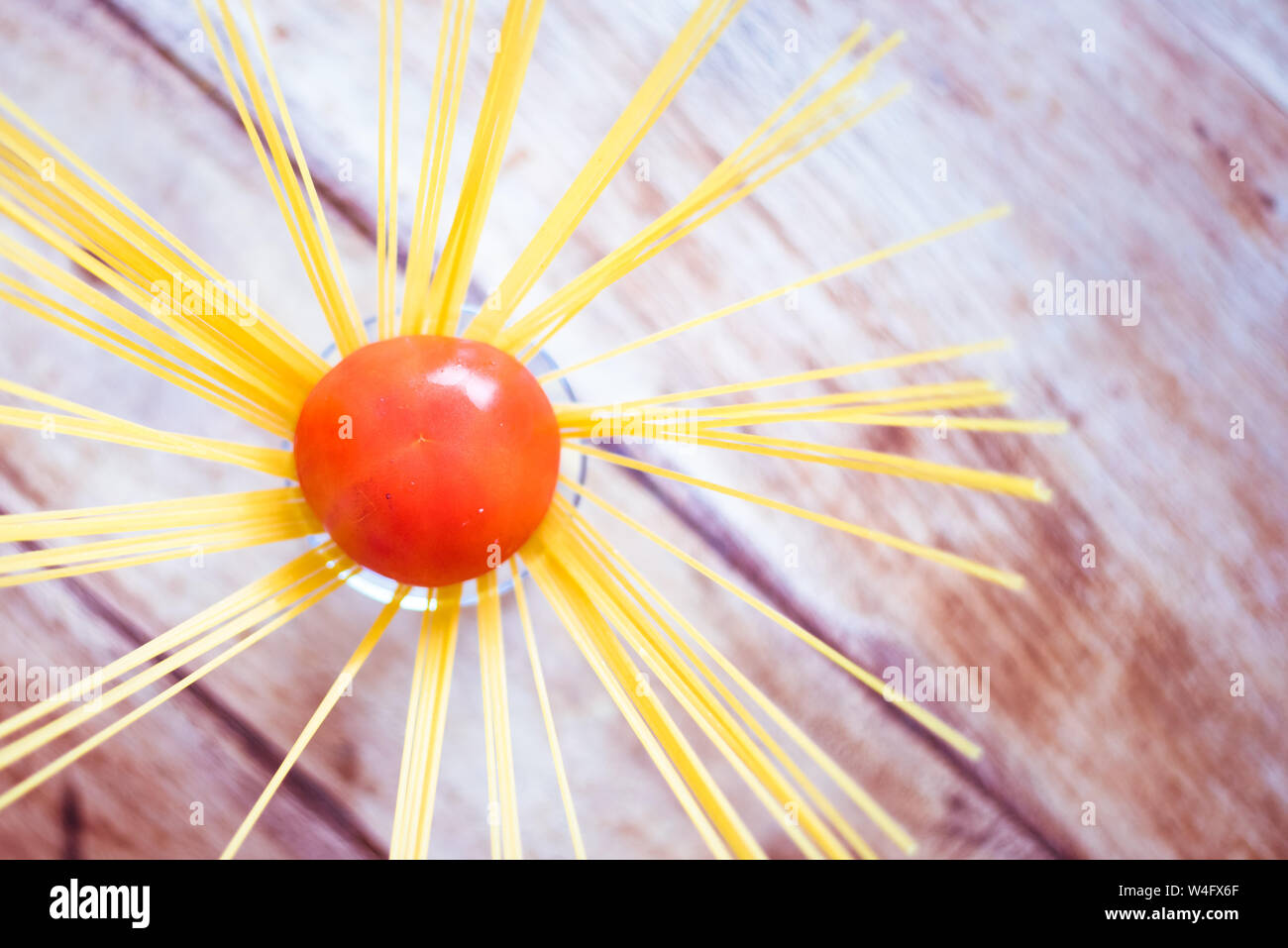 Spaghetti pasta and fresh vegetables on blurred background Stock Photo ...