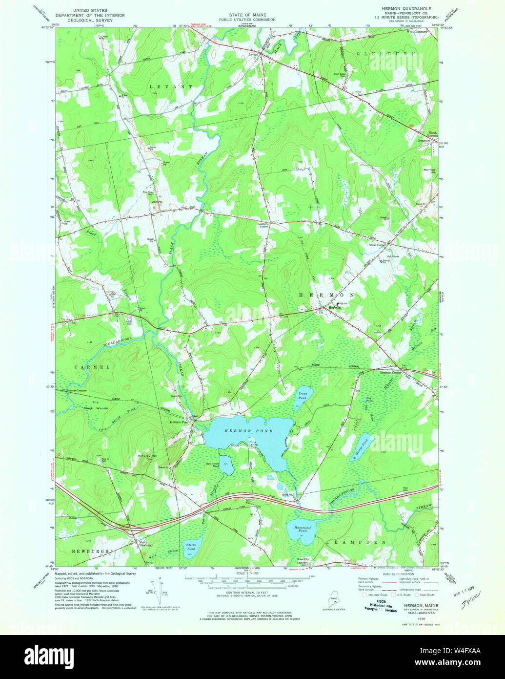 Maine USGS Historical Map Hermon 806759 1978 24000 Restoration Stock ...