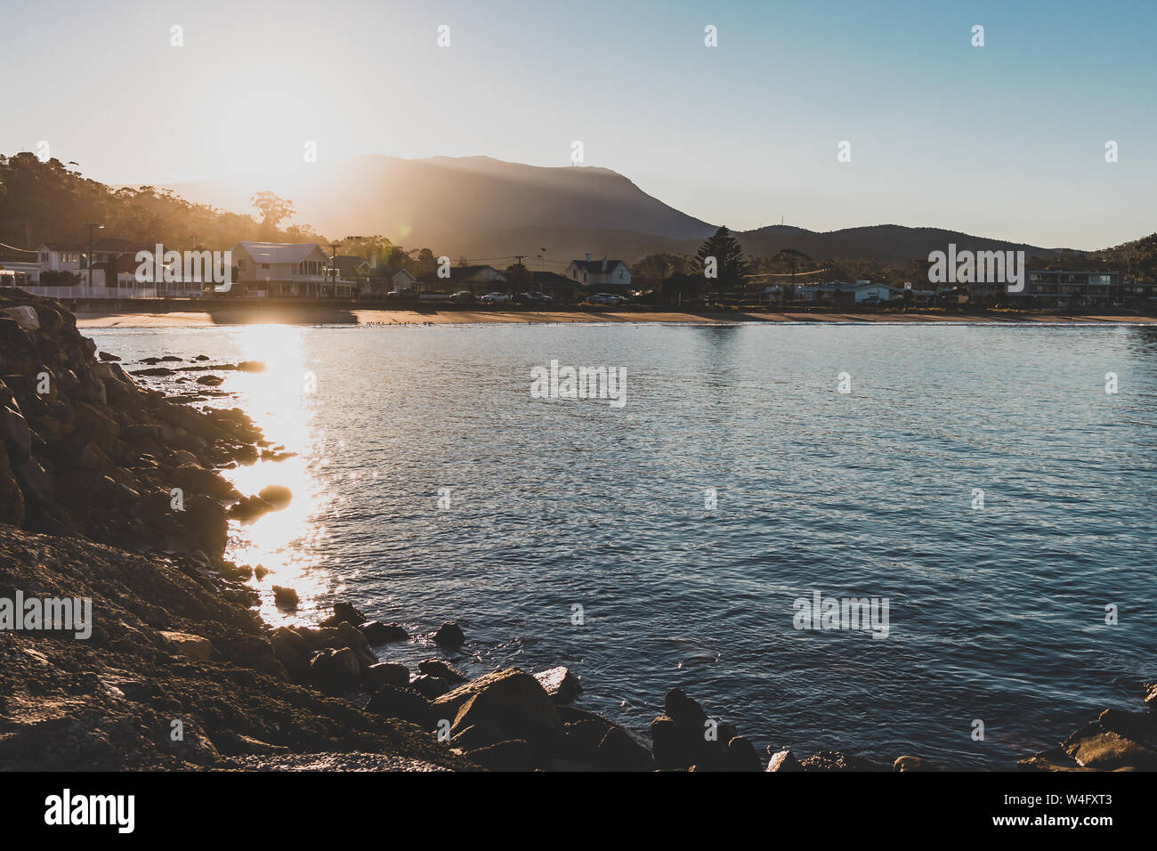 HOBART, TASMANIA - July 4th, 2019: detail of Kingston Beach in winter ...
