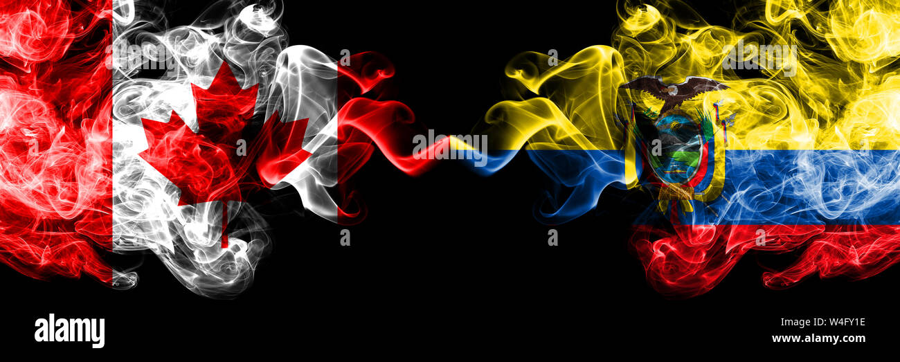 Canada vs Ecuador, Ecuadorian smoky mystic flags placed side by side ...