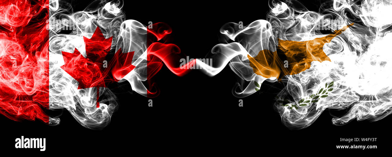 Canada vs Cyprus, Cyprian smoky mystic flags placed side by side. Thick ...