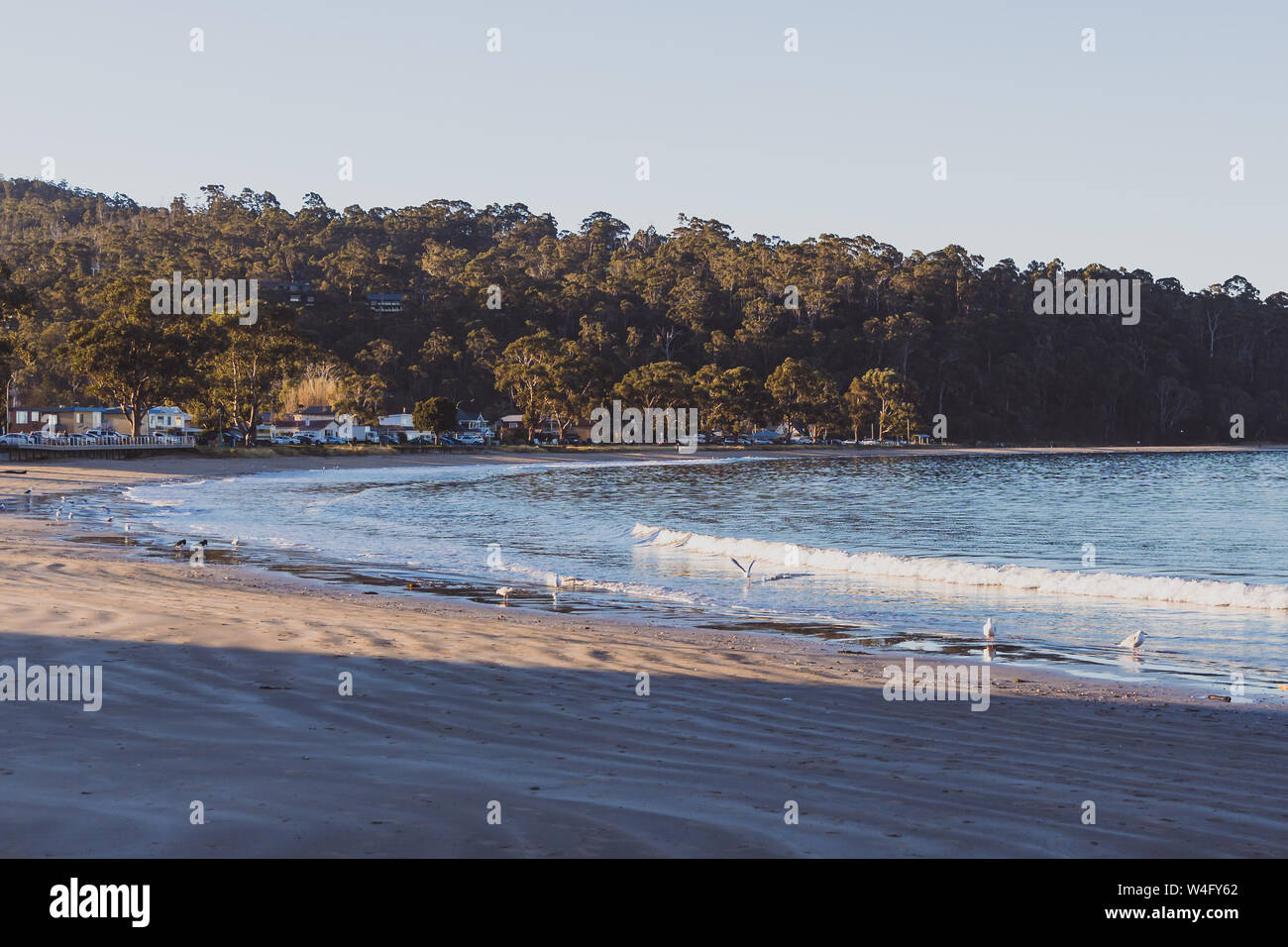 HOBART, TASMANIA - July 4th, 2019: detail of Kingston Beach in winter ...