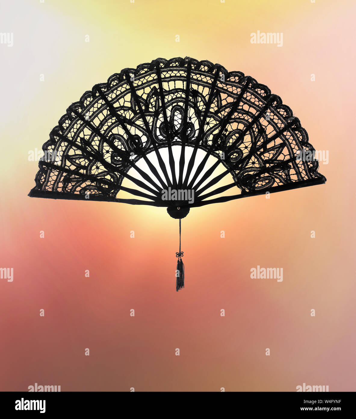 Black lace fan hi-res stock photography and images - Alamy