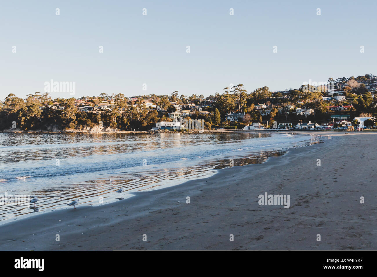 HOBART, TASMANIA - July 4th, 2019: detail of Kingston Beach in winter ...