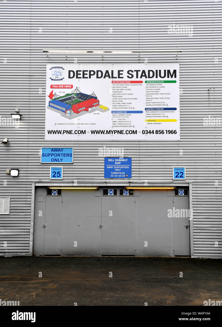 General view of signage at Deepdale Stock Photo - Alamy