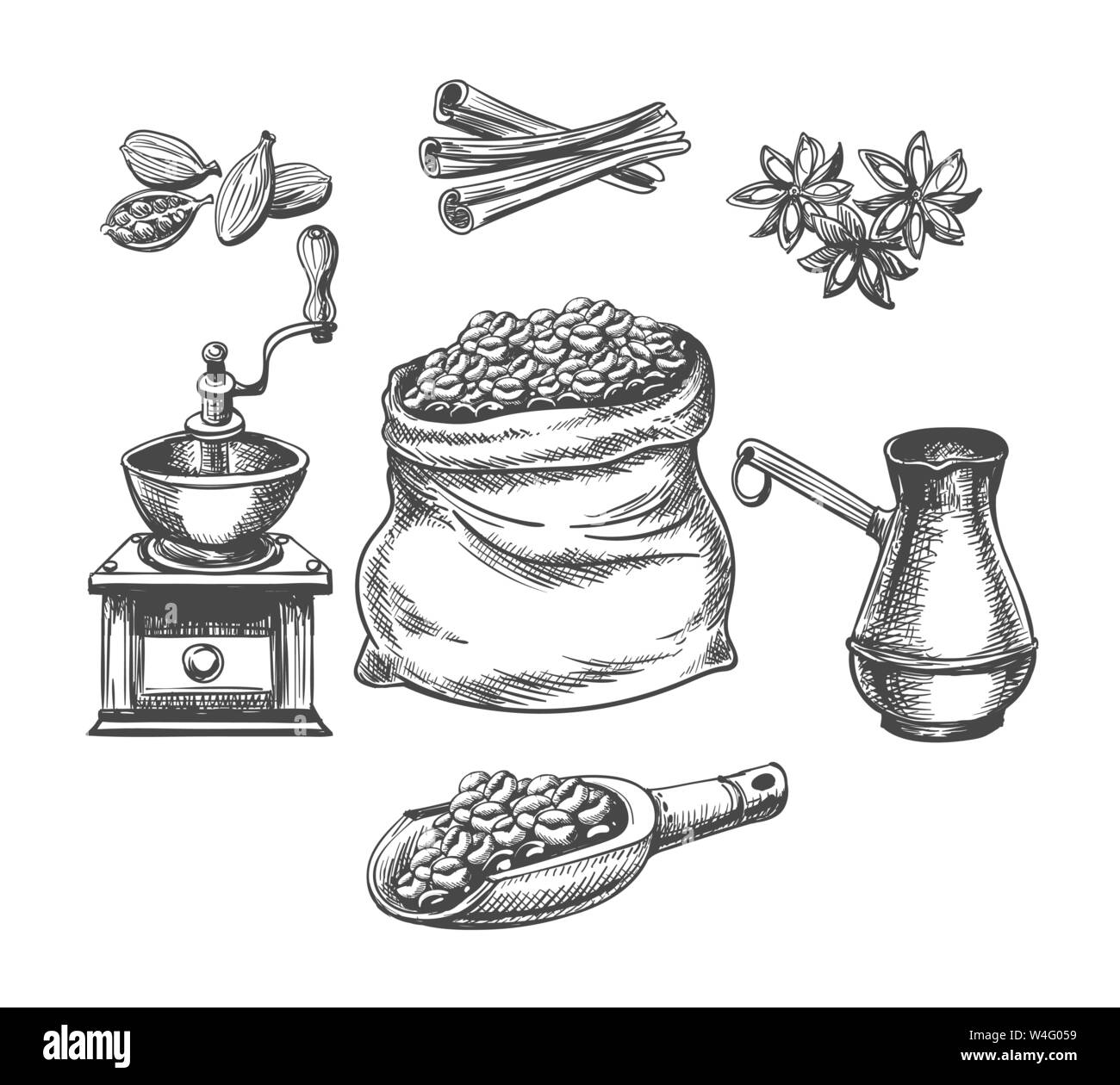 Turkish coffee pot sketch Black and White Stock Photos & Images - Alamy