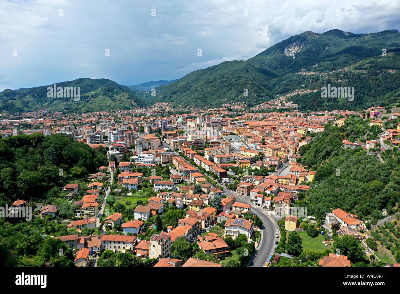 Massa, Massa Carrara / Italy - Aerial view of Malaspina castle of the ...