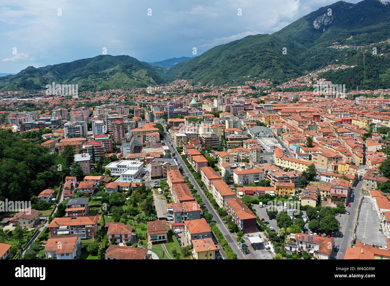 Massa, Massa Carrara / Italy - Aerial view of Malaspina castle of the ...