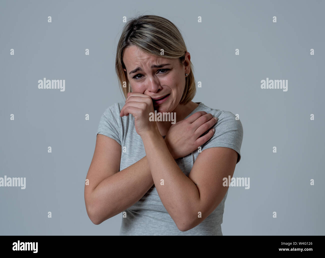 Broken Girl Crying Scared Teen Young Desperate Depressed Woman Crying