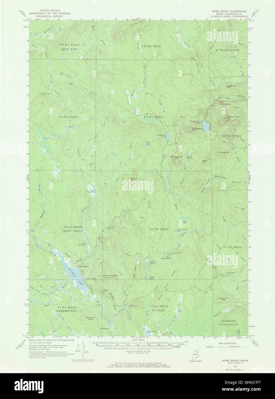 Maine USGS Historical Map Howe Brook 306608 1965 62500 Restoration ...