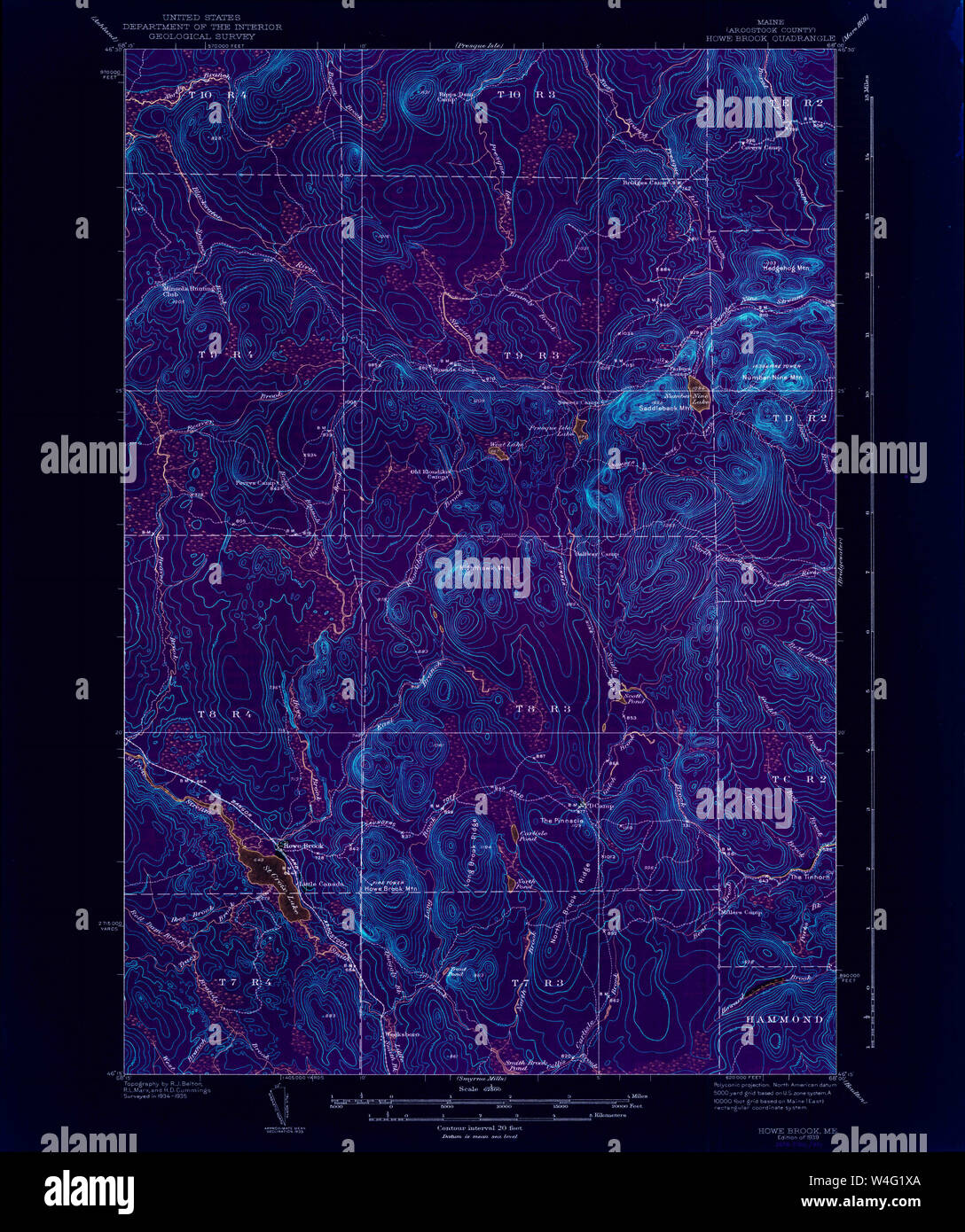 Maine USGS Historical Map Howe Brook 460488 1939 62500 Inversion ...