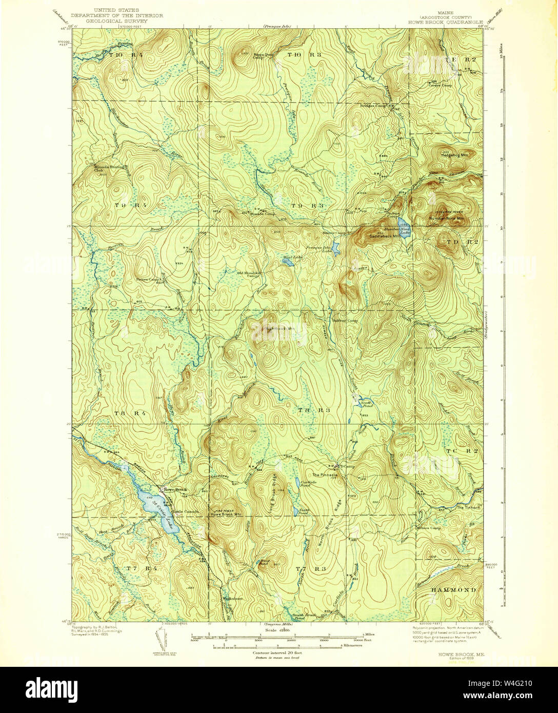 Maine USGS Historical Map Howe Brook 460488 1939 62500 Restoration ...
