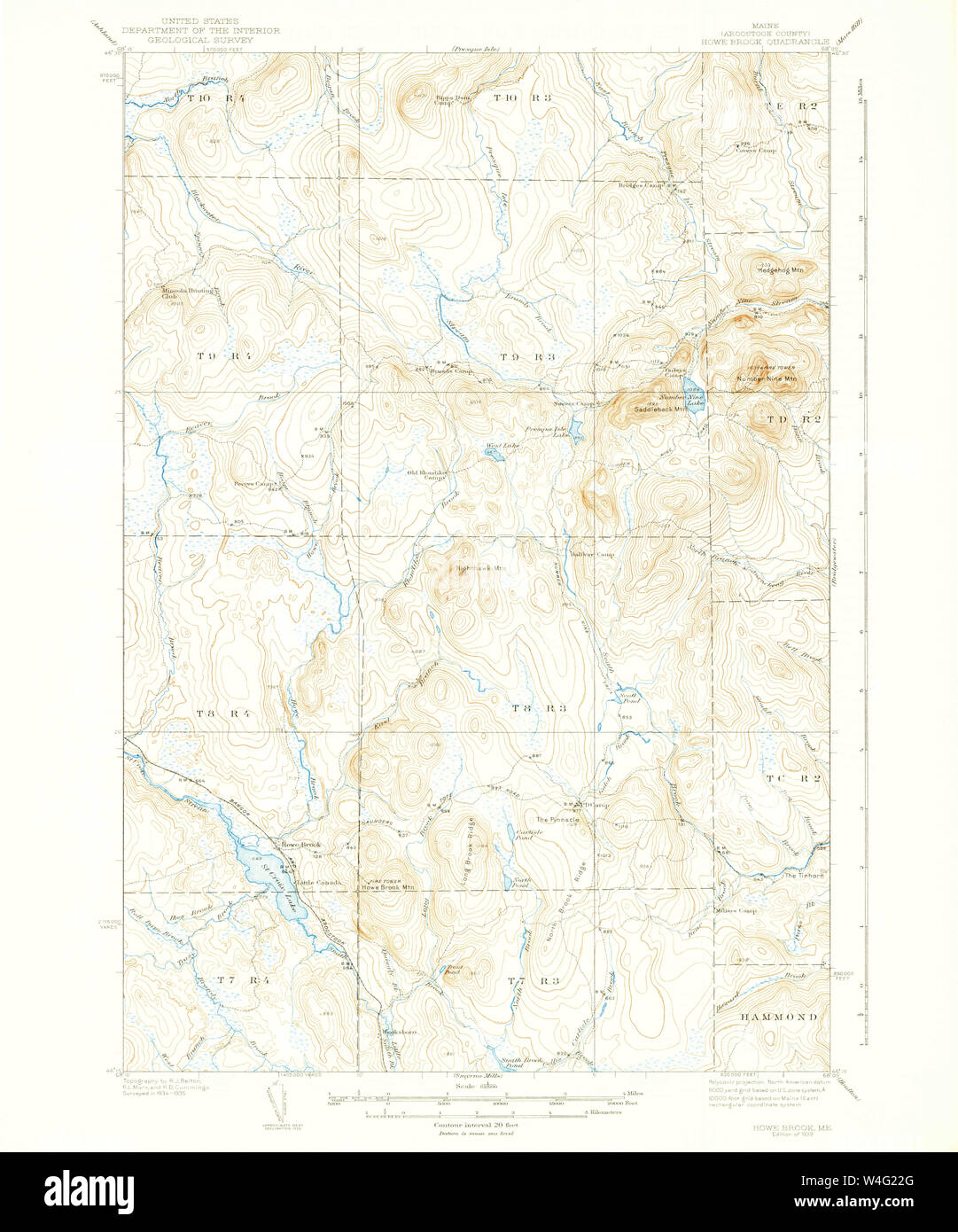 Maine USGS Historical Map Howe Brook 460489 1939 62500 Restoration ...