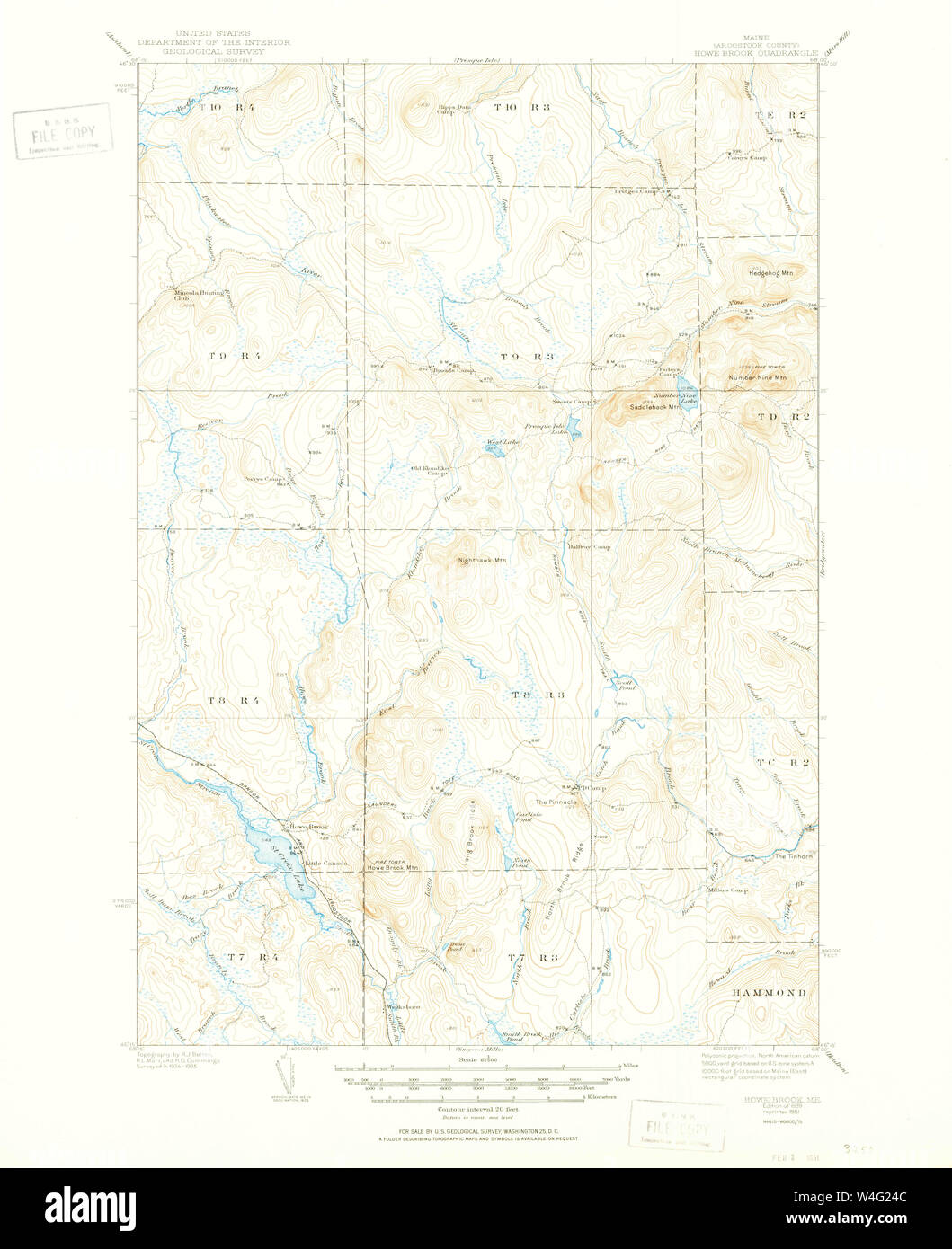 Maine USGS Historical Map Howe Brook 460490 1939 62500 Restoration ...