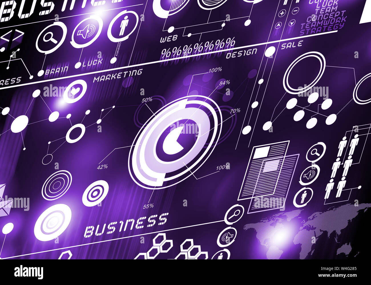 Digital business background image with icons on media screen Stock ...