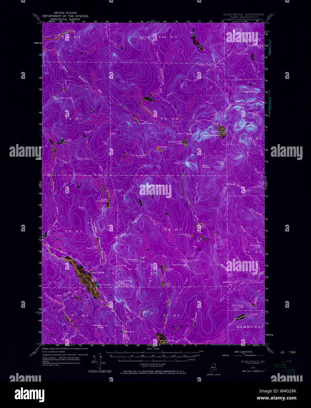 Maine USGS Historical Map Howe Brook 460492 1954 62500 Inversion ...