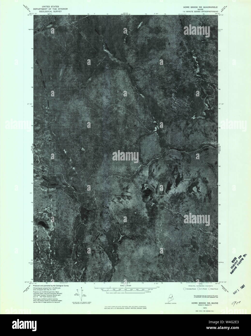 Maine USGS Historical Map Howe Brook NE 806773 1975 24000 Restoration ...