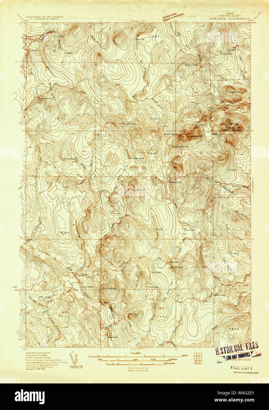 Maine USGS Historical Map Howe Brook 806772 1935 48000 Restoration ...