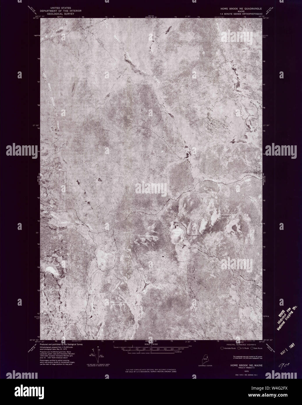 Maine USGS Historical Map Howe Brook NE 806773 1975 24000 Inversion ...