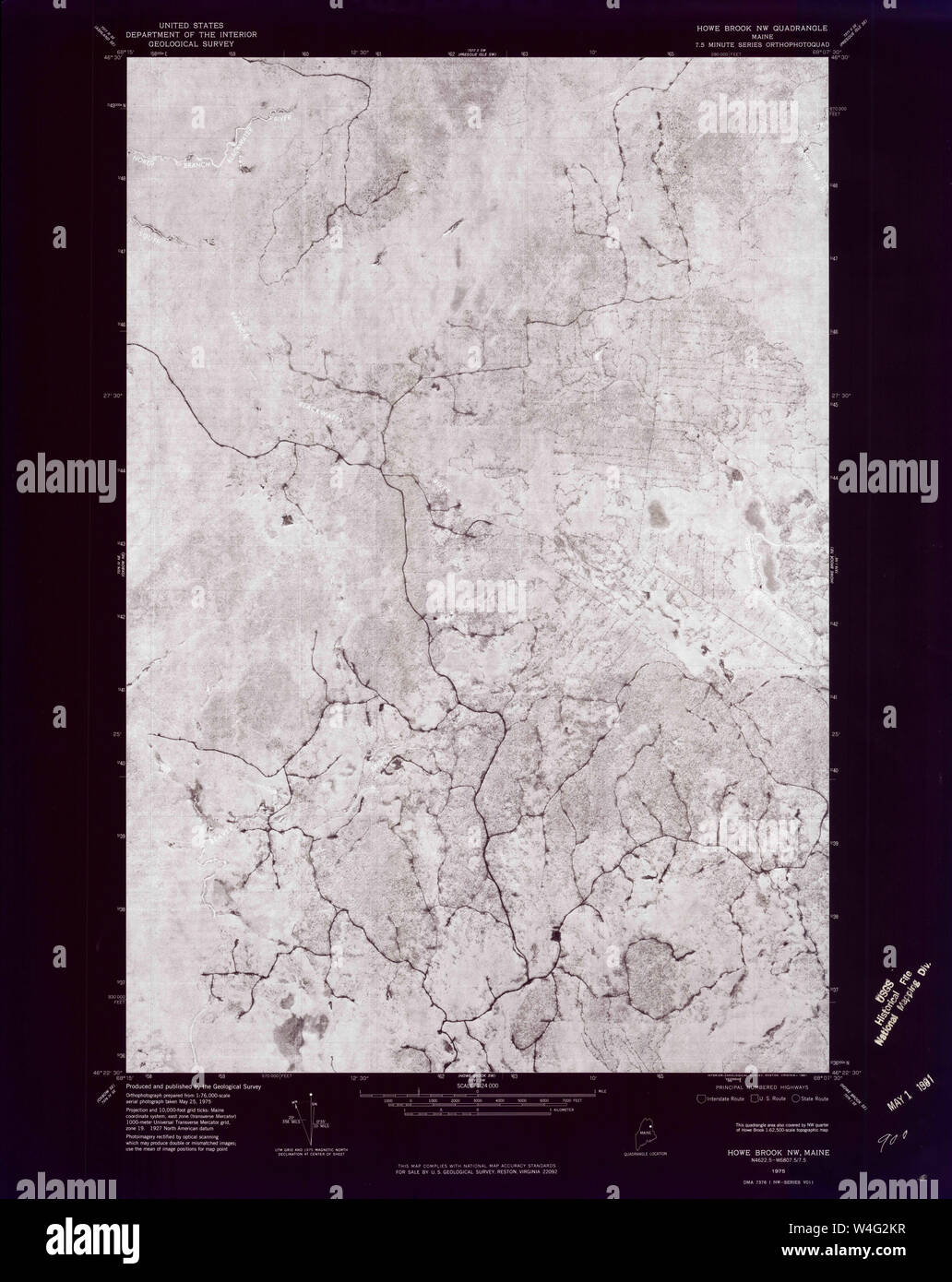 Maine USGS Historical Map Howe Brook NW 806774 1975 24000 Inversion ...