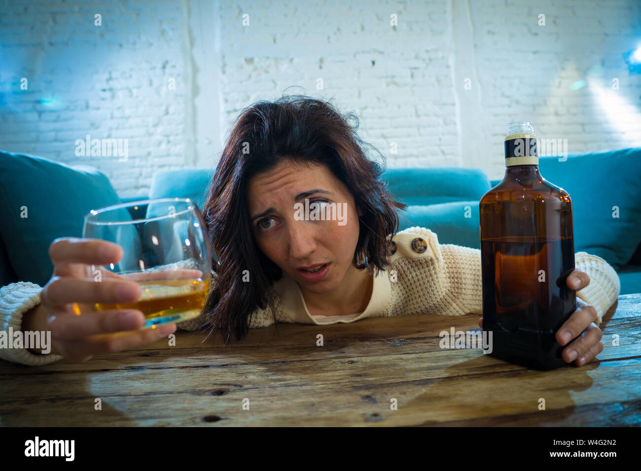Lonely Alcoholic Woman