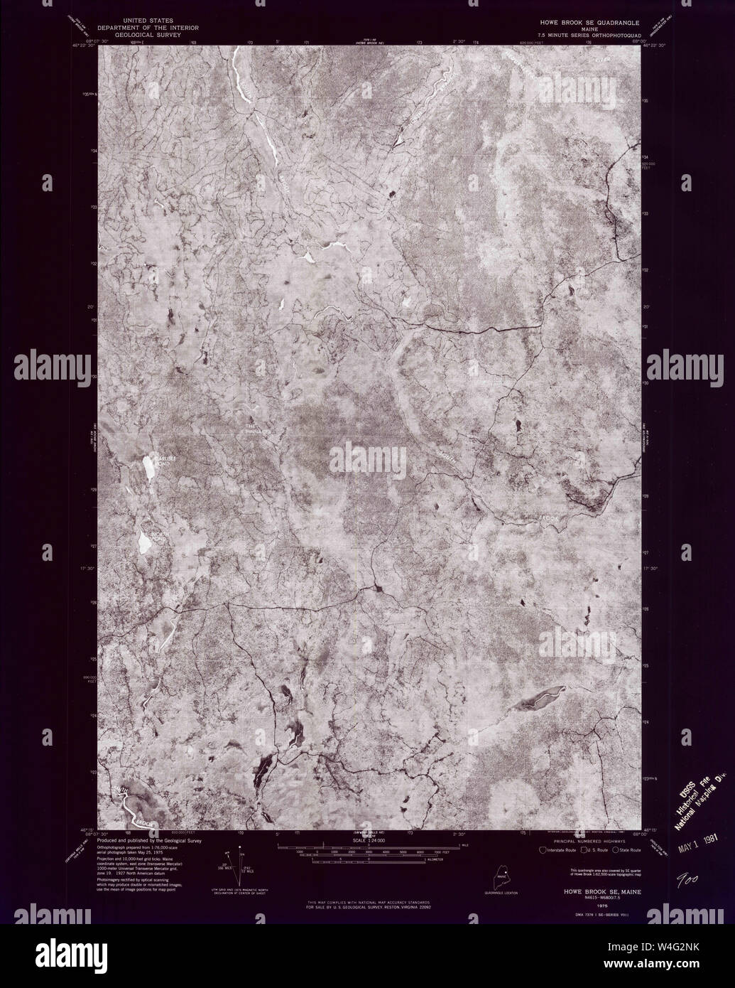 Maine USGS Historical Map Howe Brook SE 806775 1975 24000 Inversion ...