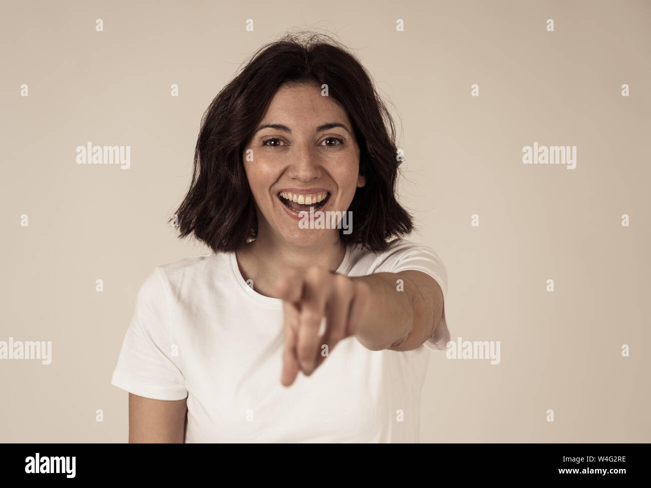 Portrait of beautiful shocked woman hearing good news or having great ...