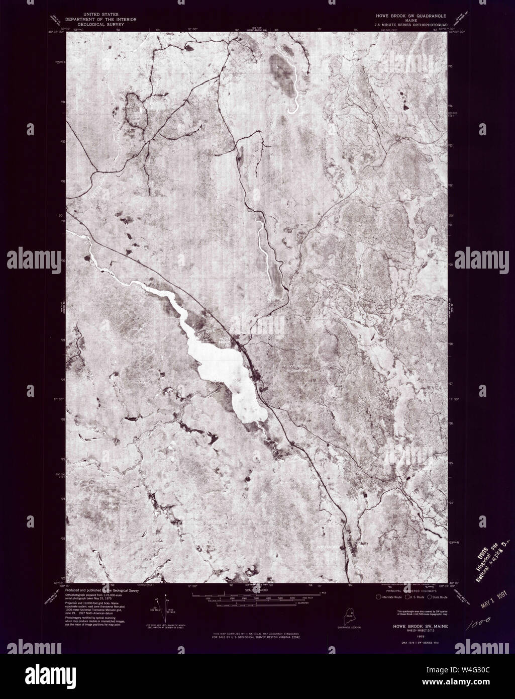 Maine USGS Historical Map Howe Brook SW 806776 1975 24000 Inversion ...