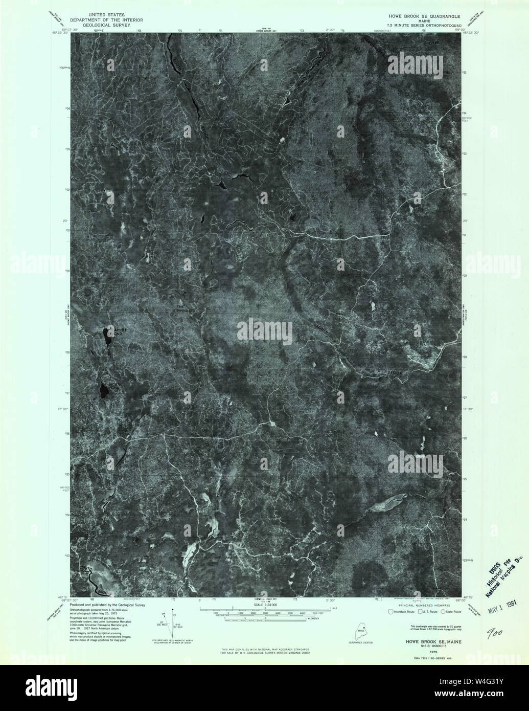 Maine USGS Historical Map Howe Brook SE 806775 1975 24000 Restoration ...