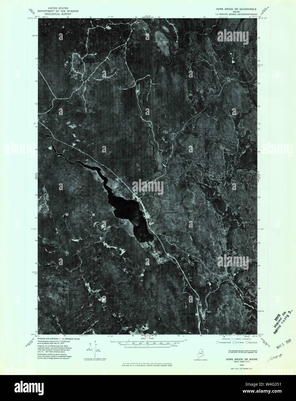 Maine USGS Historical Map Howe Brook SW 806776 1975 24000 Restoration ...