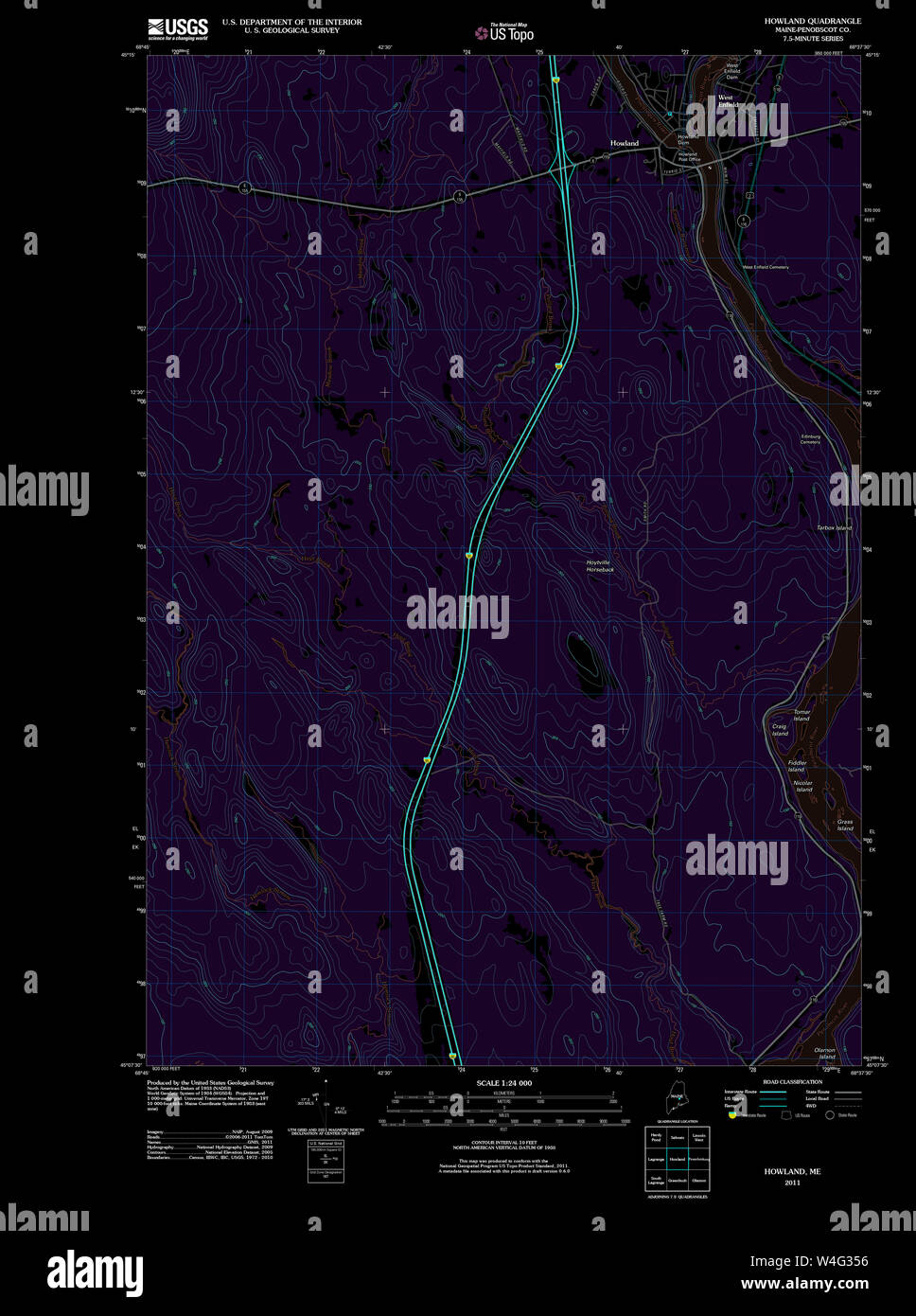 Maine USGS Historical Map Howland 20110902 TM Inversion Restoration ...