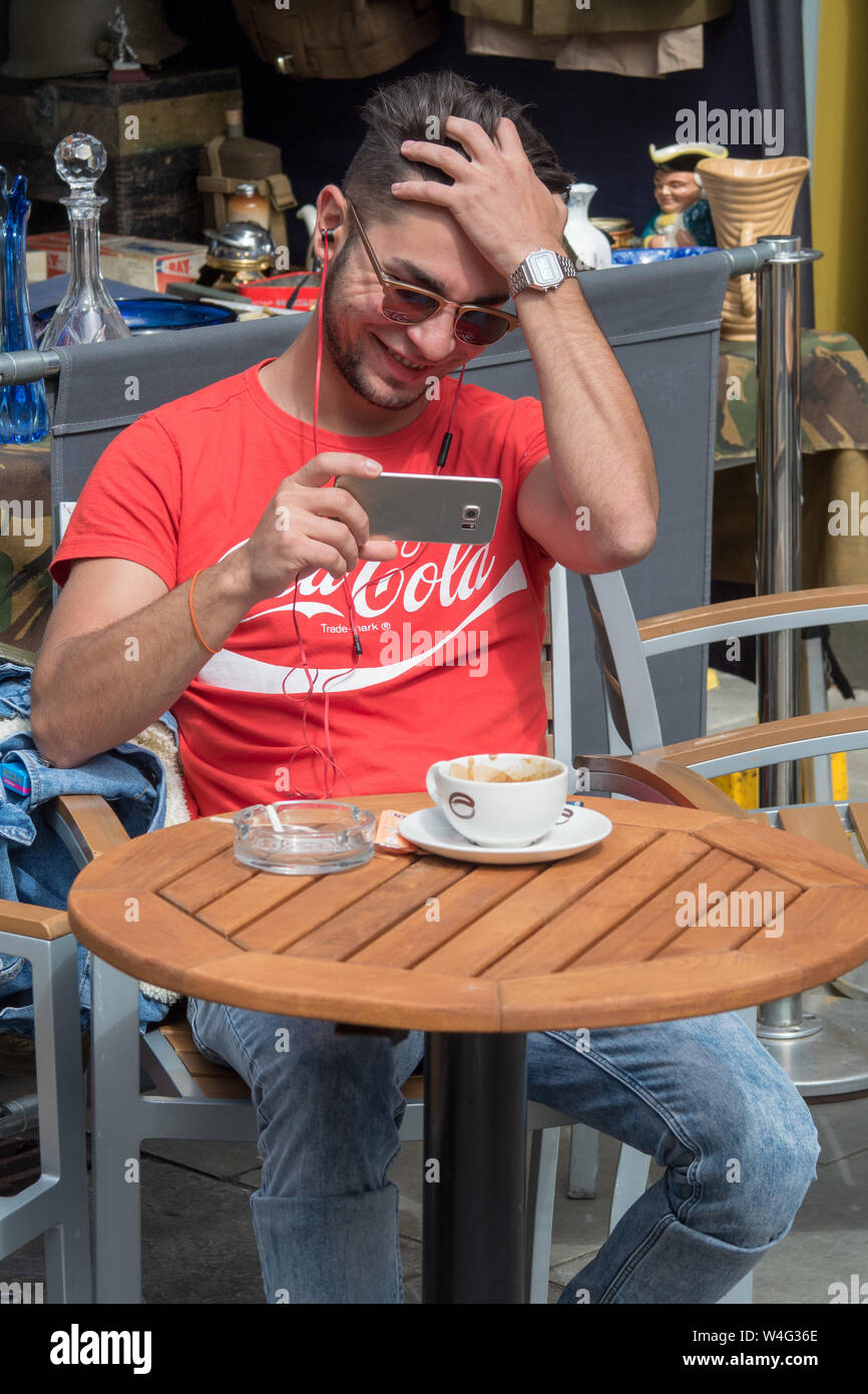 People shopping in the centre of Lancaster Stock Photo - Alamy