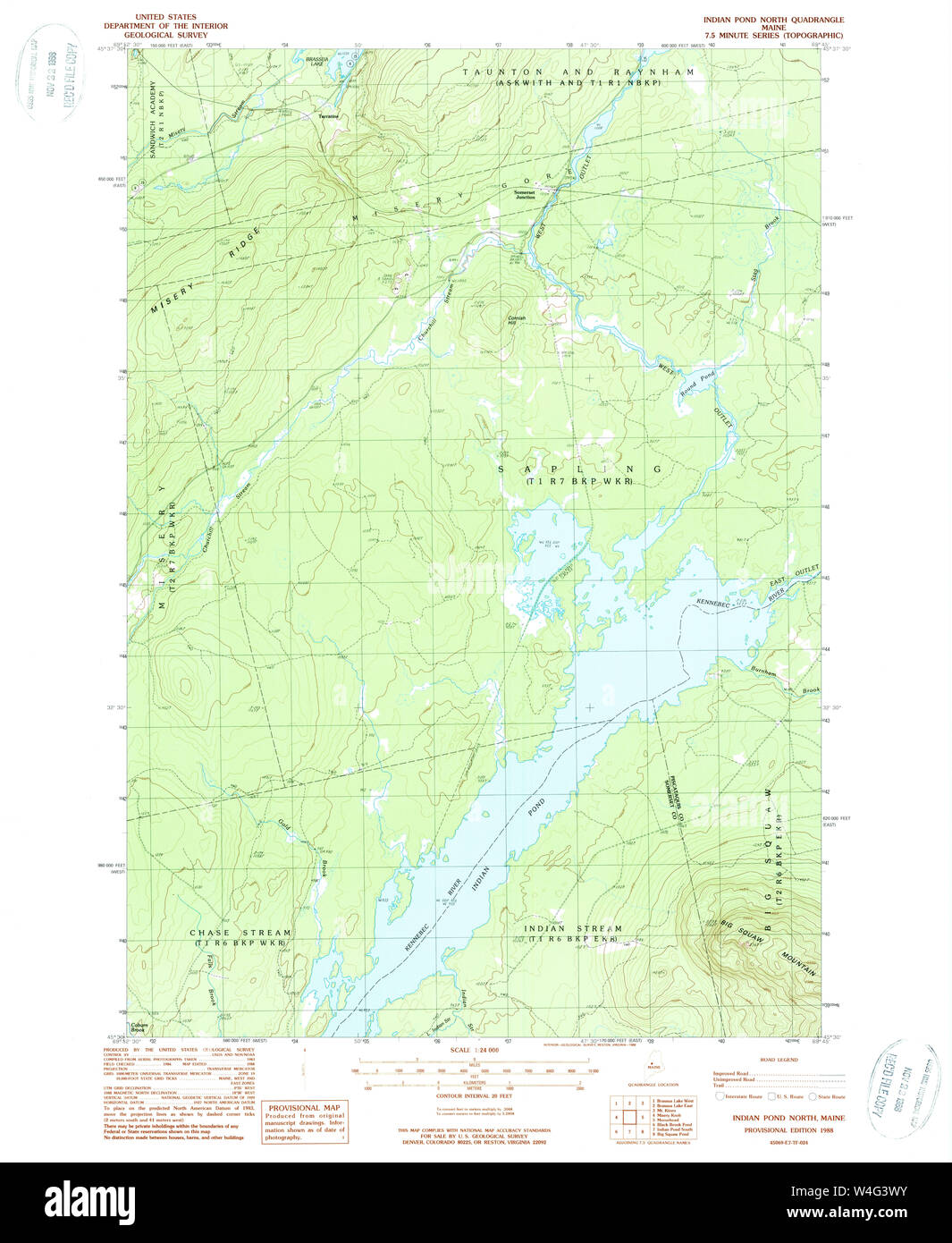 Maine USGS Historical Map Indian Pond North 460493 1988 24000 ...