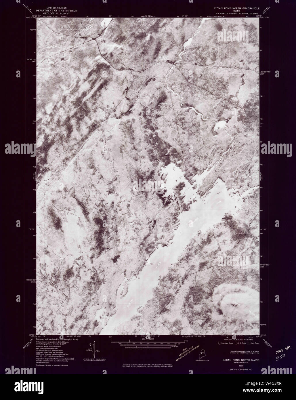 Maine USGS Historical Map Indian Pond North 806778 1977 24000 Inversion ...