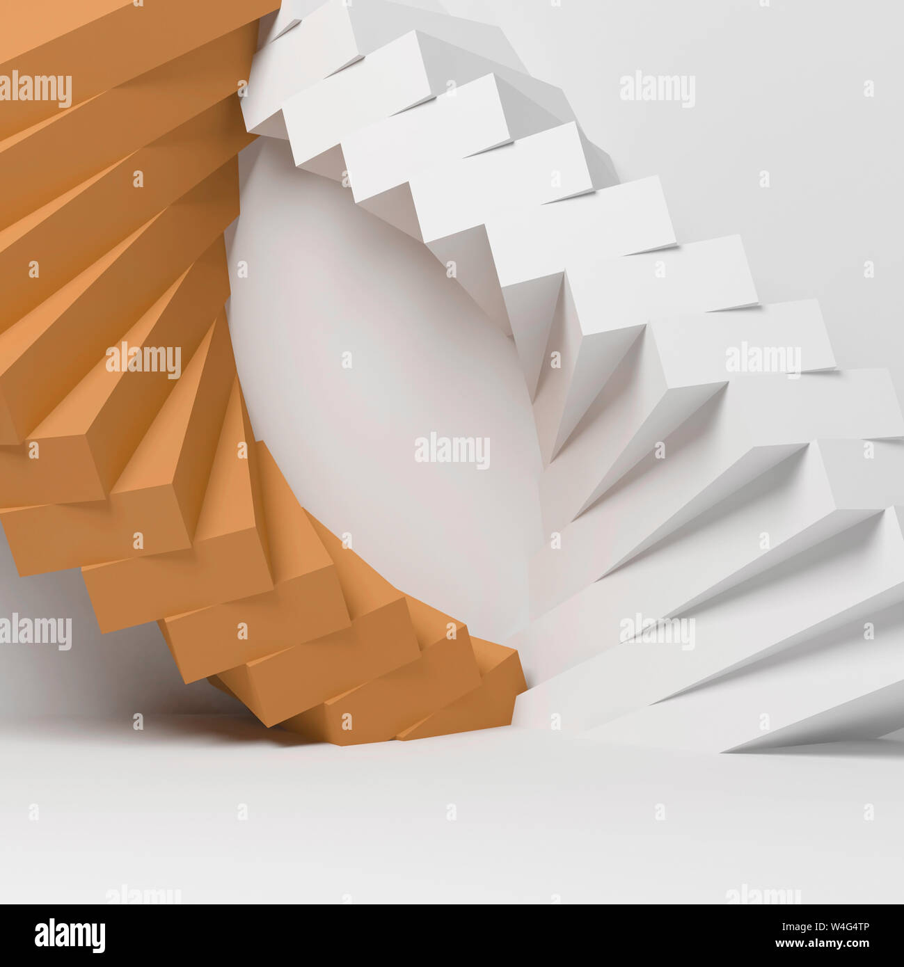 Abstract geometric installation over white wall background, 3d ...