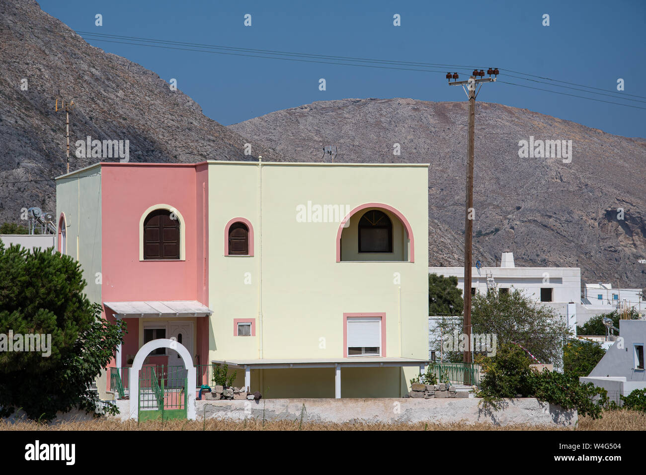 A colourful house in Greek architecture style Stock Photo - Alamy