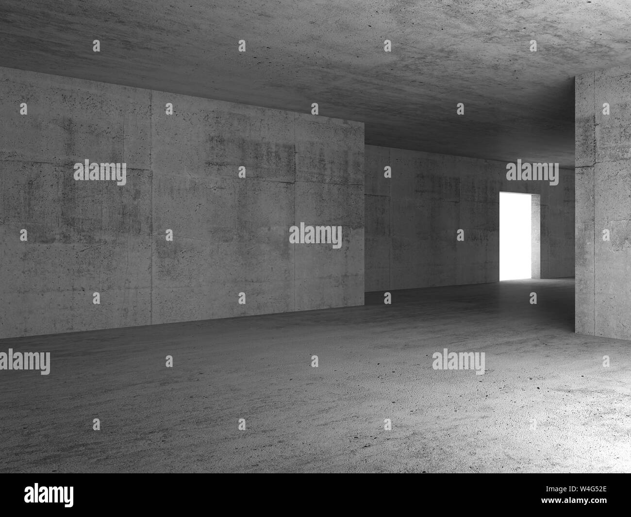 Abstract empty concrete room interior background with empty door. 3d ...