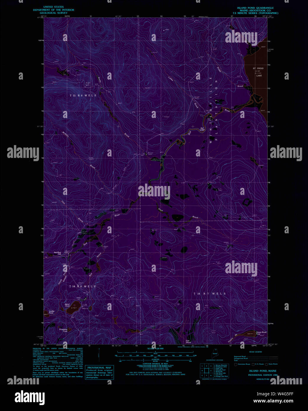 Maine USGS Historical Map Island Pond 105230 1985 24000 Inversion ...