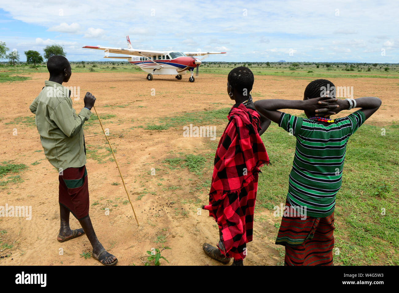 UGANDA, Karamoja, Kotido, MAF Mission Aviation Fellowship, airplane at ...