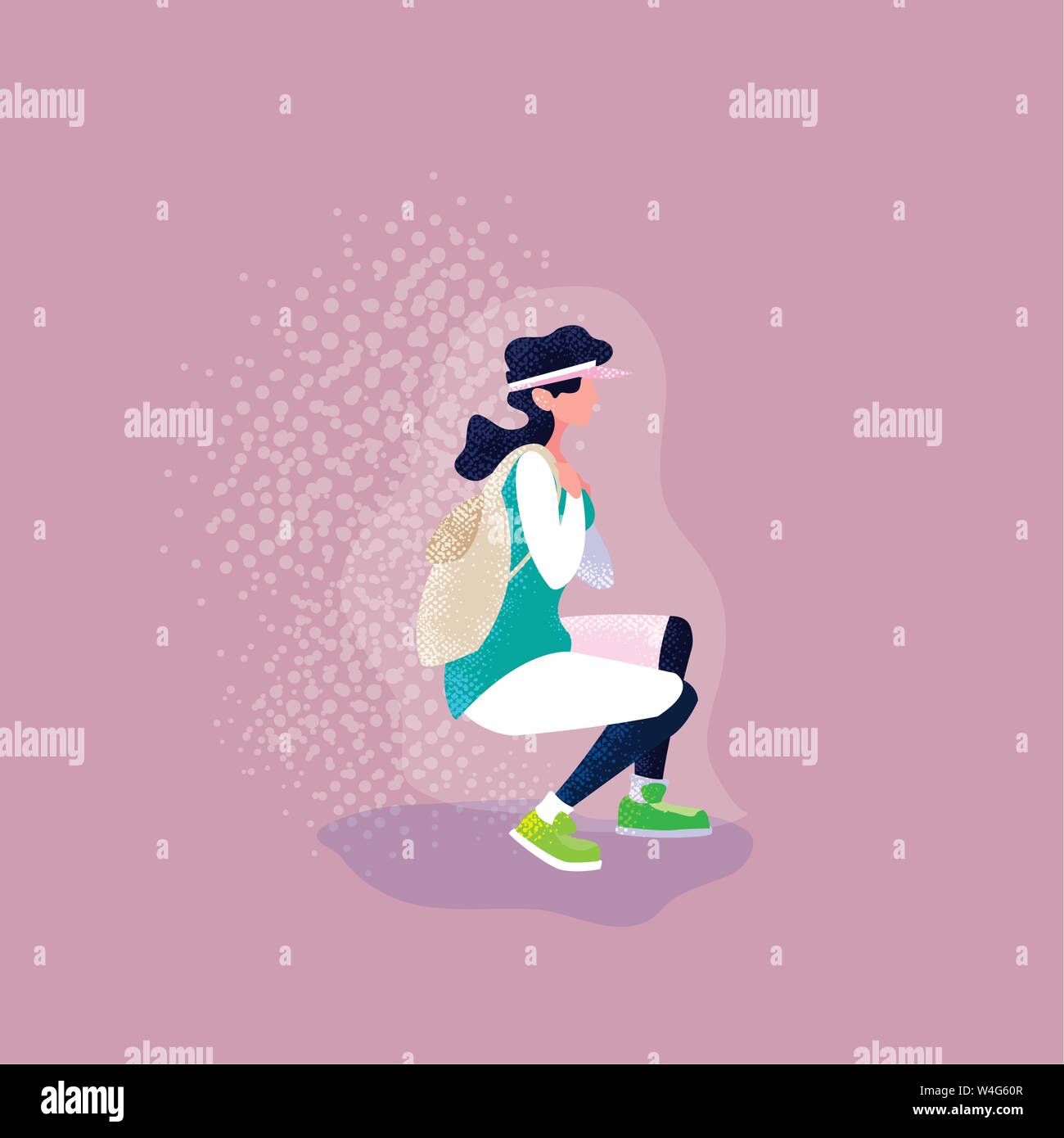 young woman with sportswear seated vector illustration design Stock ...