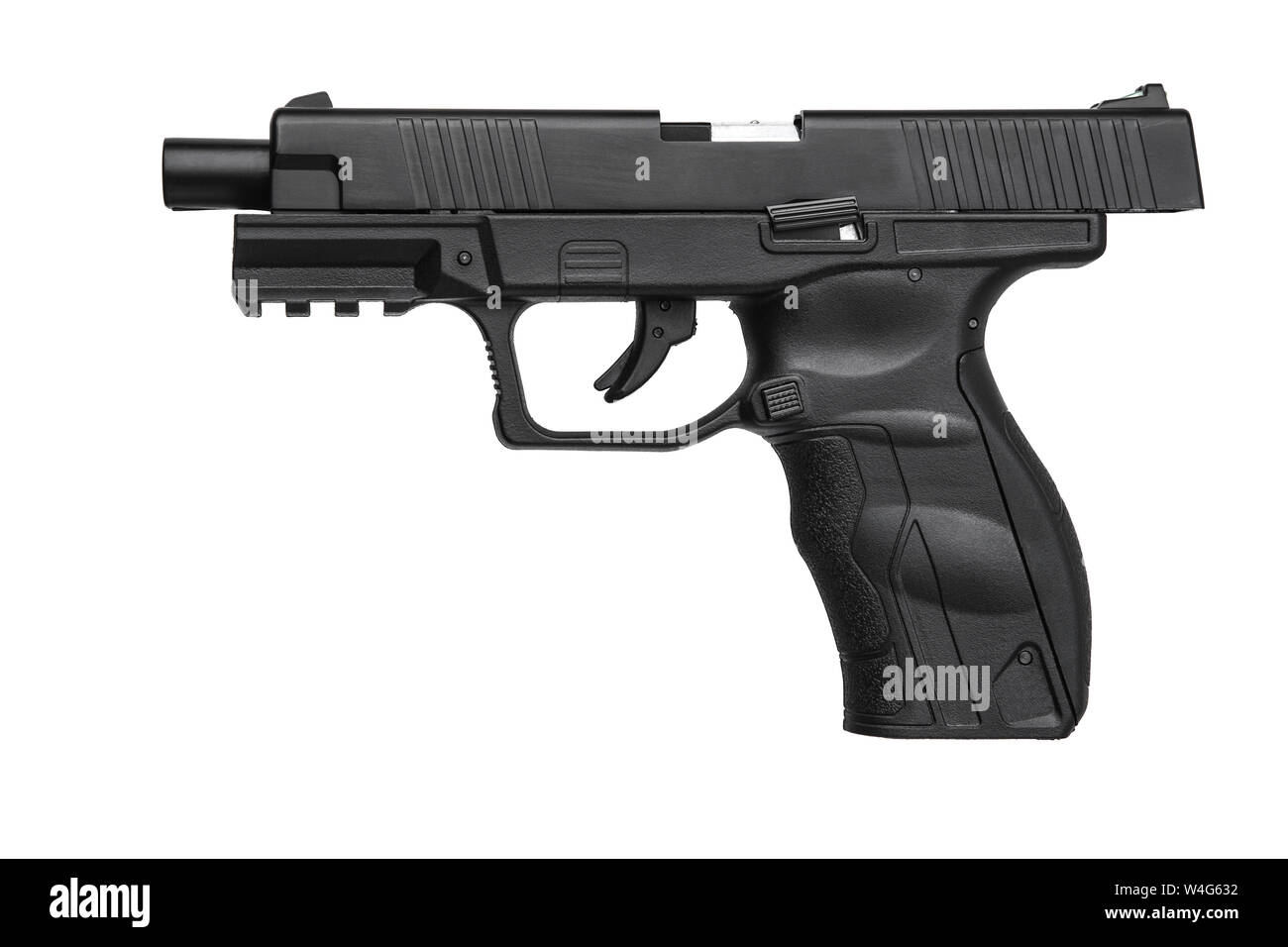 Black gun pistol isolated on white background Stock Photo - Alamy