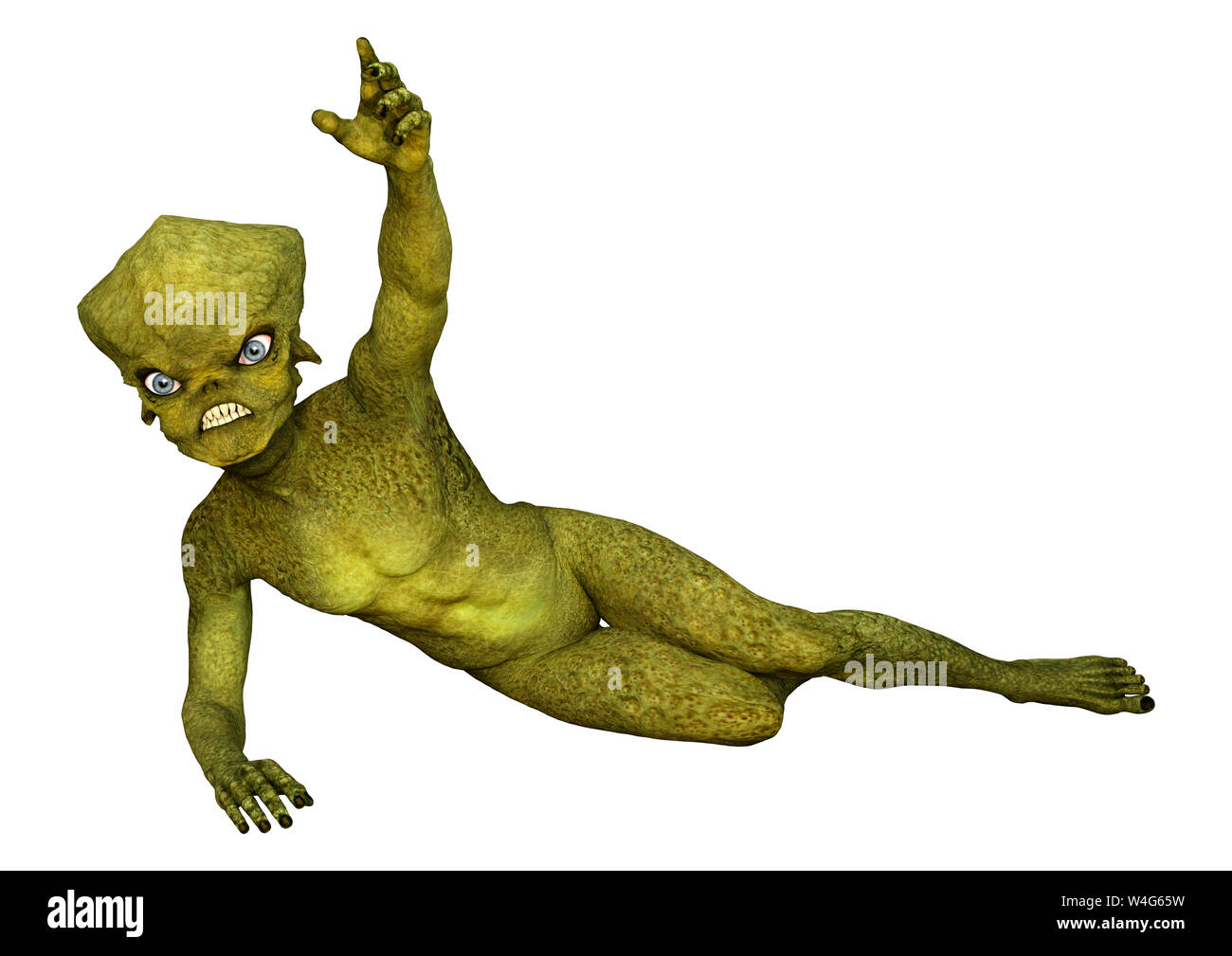 3D rendering of a green alien isolated on white background Stock Photo ...