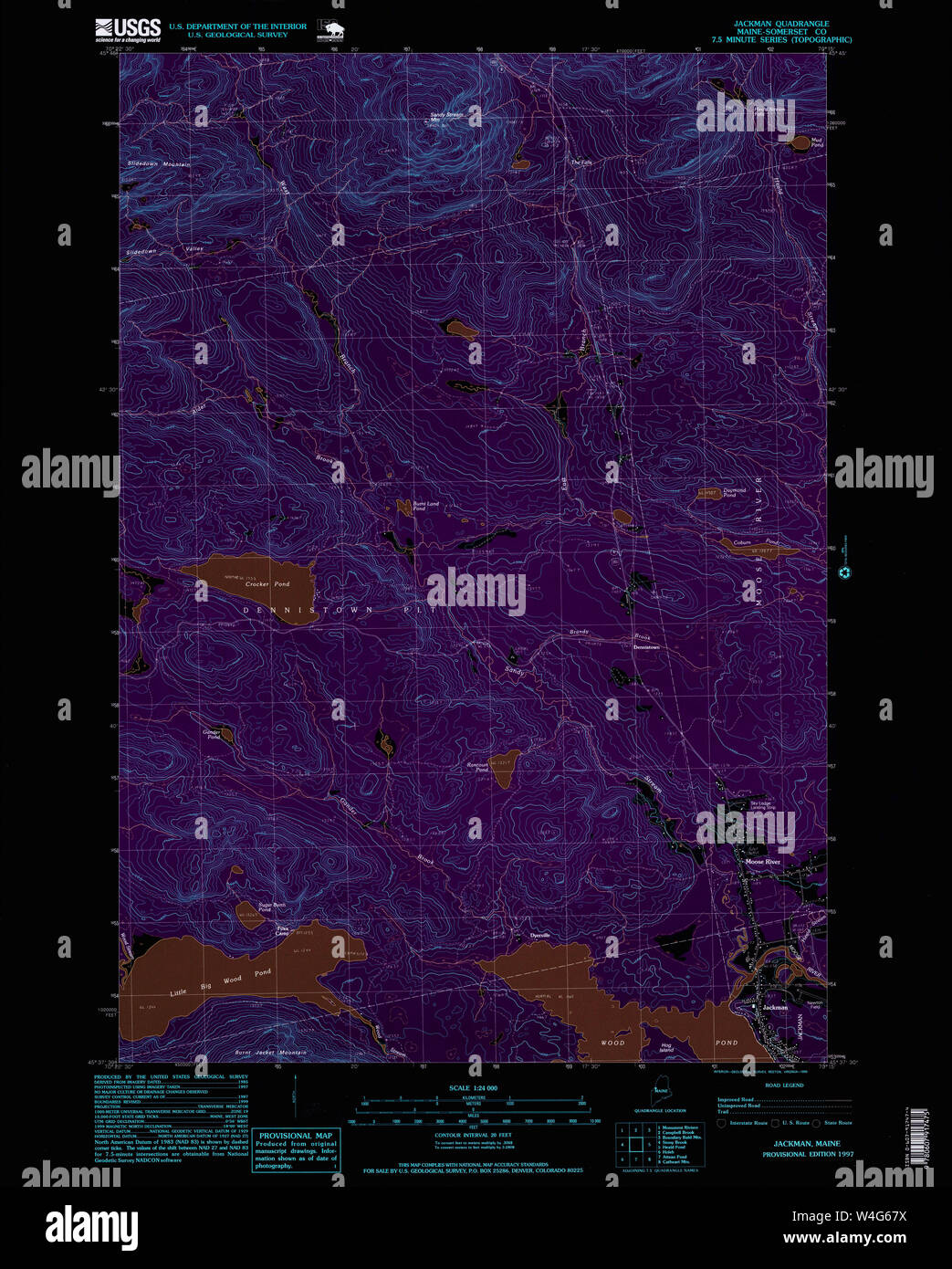 Maine USGS Historical Map Jackman 105237 1997 24000 Inversion ...