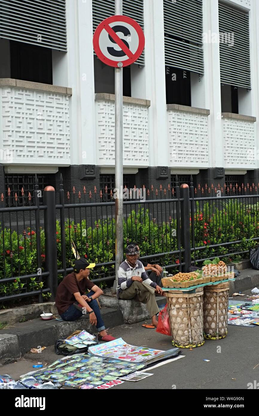 Jakarta, Indonesia - June 2019 : Street seller in Asemka Market ...