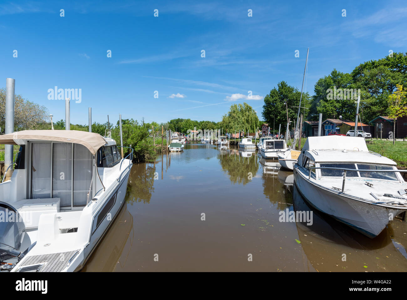 Biganos (Arcachon Bay, France), the small fishing port on the river ...