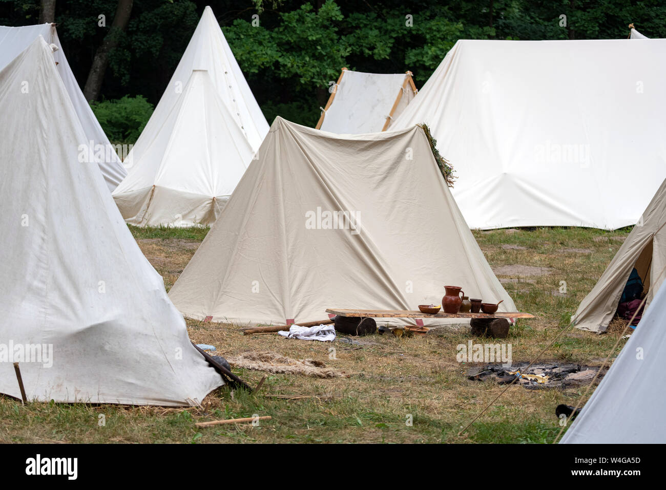 Medieval military tent camp site. Middle ages camp site shows how ...